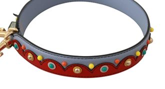Dolce & Gabbana Mens Blue And Red Shoulder Strap Leather Handbag Accessory Bag