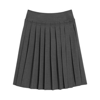 Ami Jupe Midi Pliss&eacute;e - Femme - Jupes - Gris - Taille: 40 FR
