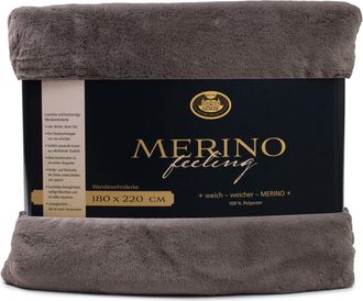 Gözze Gemütliche Kuscheldecke, Merino Feeling, Wendbar, Hohe Dichte 600 g/m², 180 x 220 cm - Anthrazit