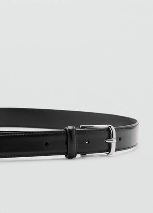 Mango Ceinture cuir boucle noir - Homme - 100 - MANGO MAN