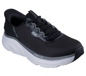 Skechers Herren DLux Vapor Sneaker, Black Mesh/Hotmelt/Charcoal Trim, 47.5 EU