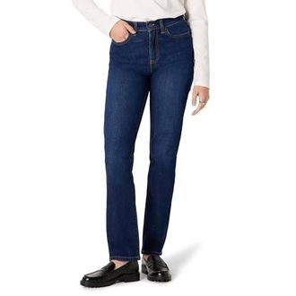 Amazon Essentials Jean Jambes Droites, Taille Haute Femme, Ombre Foncée Délavé, 42