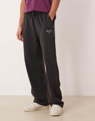 Abercrombie & Fitch Pantalon de jogging baggy basique &agrave; ourlets ouverts - Noir