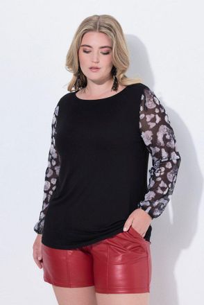 Miamoda T-Shirt T-Shirt Classic Fit Mesh-Langarm mit Muster