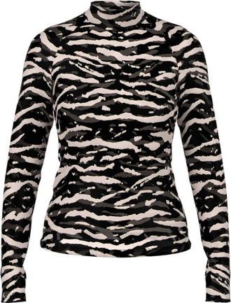 Marc Cain Mesh-Shirt mit Animal-Print - - Tops - Damen - Schwarzk - S