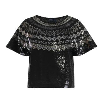Polo Ralph Lauren Pailletten-T-Shirt aus Jersey - - Blouses & Shirts - Damen - Schwarzk - XS