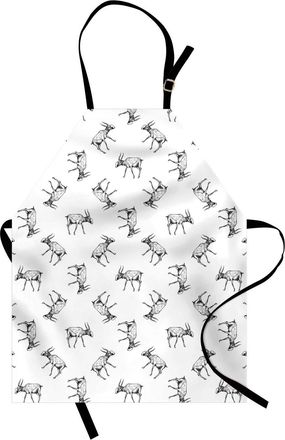 Abakuhaus Skizzieren Kochschürze, Monochrome Saiga Antilope, Fur den innen und ausen Bereich geeignet Schmutzfest, Dunkelgrau Weiß