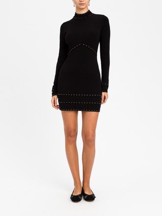 Twinset Mini-Etuikleid aus Strick mit Nieten und V-Ausschnitt