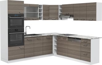 Vicco Eckküche R-Line, Küchenzeile in L-Form, Edelgrau/Weiß, 237 x 247 cm ohne Arbeitsplatte