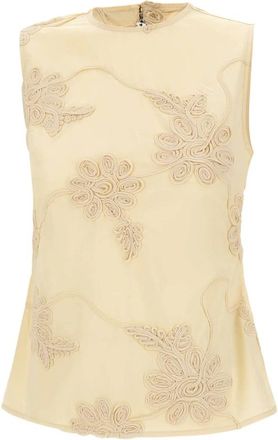 Rotate Rotate Birger Christensen, Femme, Tops, Beige, Taille: 42 FR Haut Ajust&eacute; Brod&eacute;