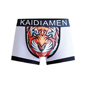 Generic Sous-v&ecirc;tements pour hommes entrelac&eacute;s - Le style cor&eacute;en respirant et confortable - Boxers tendance pour hommes cousus catsuit, Blanc., 3XL taille cour