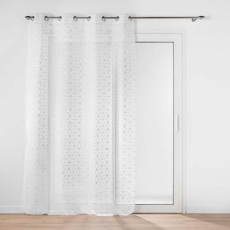Douceur d'Intérieur Milo Ösenvorhang, durchscheinend (140 x 240 cm), Silber, metallisch bedruckter Sablé-Voile