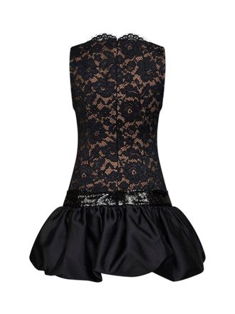 Self Portrait Womens Lace Mini Dress With Bubble Hem Black Polyester