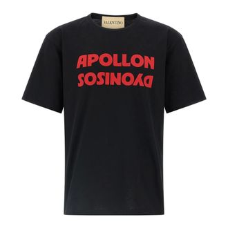 Valentino Garavani Homme, Tops, Noir, Taille: XL T-shirt en coton avec imprimé Apollon/Dyonisos
