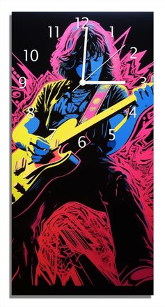 Wallario Design-Wanduhr, Acrylglasuhr Größe 30 x 60 cm, weiße Zeiger, Motiv Explosives Solo