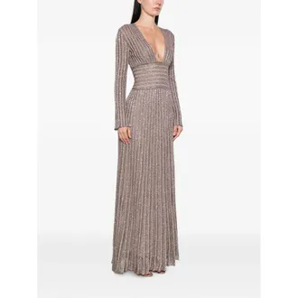 Missoni Sequin-Embellished Pleated Evening Dress - Brown