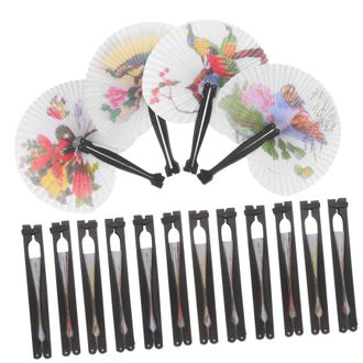 Pretyzoom 20st&uuml;cke Faltbare Papier Fans Im Chinesischen Stil Kreisform Mit Kunststoff Griff Leicht Und Tragbar Dekorativ F&uuml;r Partys Tanzen Cosplay Und Hochzeite