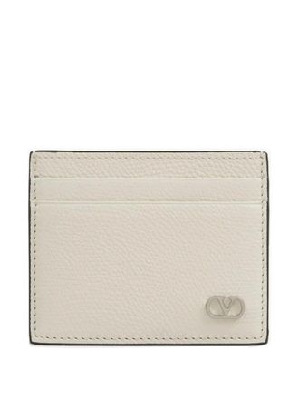 Valentino Garavani porte-cartes en cuir à détail VLogo - Tons neutres