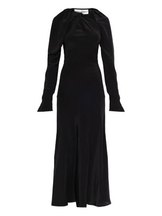 Victoria Beckham long-sleeve twisted midi dress - Noir