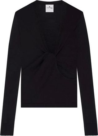 Courr&egrave;ges Top Manches Longues &agrave; D&eacute;coupe et - Femme - Tops - Noir - Taille: 40 FR