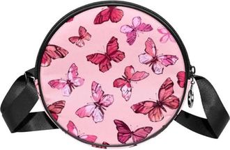 Generic Petit sac &agrave; bandouli&egrave;re circulaire pour femme, petit sac &agrave; bandouli&egrave;re avec fermeture &eacute;clair, bretelles r&eacute;glables, sac &agrave; main rond d&eacute;contract&eacute; pour fe