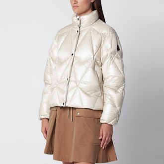 Moose Knuckles Iceberg Quilt Daunenjacke aus alabasterfarbenem Nylon