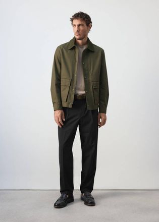 Mango Veste en coton m&eacute;lang&eacute; d&eacute;perlante kaki - Homme - XXL - MANGO MAN