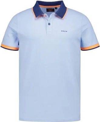 N.Z.A. Herren Polo-Shirt blau Baumwoll-Piqu&eacute;