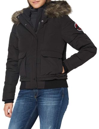 Superdry Womens Everest Bomber Jacket, Black, XL (Herstellergröße:16)