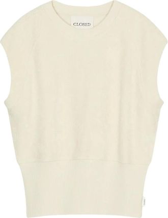 Closed Femme, Pulls, Beige, Taille: 38 FR Chemise ajust&eacute;e en m&eacute;lange de coton