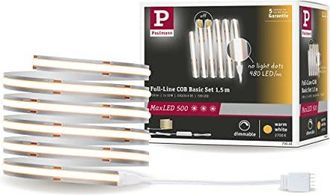 Paulmann 71045 LED Strip MaxLED 500 Full-Line COB Komplettset 1,5m 10W 750lm 480LEDs/m 2700K 25VA dimmbar Silber Kunststoff