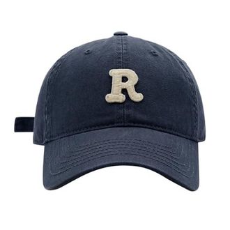 Generic LOIJMK Casquette de baseball plate printemps/grosse t&ecirc;te souple haut R Lettre solide canard Tongue Hat Baseball Hat Dad Cap, Marine, taille unique