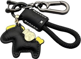 Generic Porte-cl&eacute;s cheval en cuir - 7 x 3 cm mignon en cuir synth&eacute;tique avec corde tiss&eacute;e, accessoire de sac &agrave; dos et sac &agrave; main, ornement de voyage scolaire 