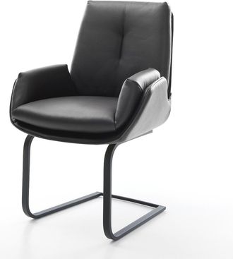 DELIFE Freischwinger Clea-Flex Echt-Leder Schwarz Freischwinger flach Schwarz, Esszimmerst&uuml;hle