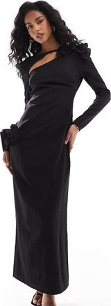 the frolic Exklusives Maxikleid in Schwarz mit Zierausschnitt und Schleifendetail