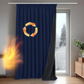 Deconovo 100% Verdunklungsvorh&auml;nge Blickdicht Vorh&auml;nge mit kr&auml;uselband Gardinen Wohnzimmer Vorhang Verdunkelung Thermovorh&auml;nge gegen Hitze W&auml;rmeisolierend, H22