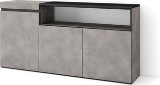 Skraut Home Sideboard, Highboard, Kommode, Komodenschrank, 150x75x35cm, 3 T&uuml;ren, Wohnzimmer, K&uuml;che, Moderner Stil, Zementgrau - Skraut Home