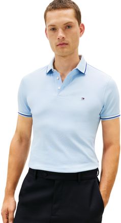 Tommy Hilfiger Herren-Poloshirt, schmale Passform, MW0MW39993, S/S, Blau, Gr&ouml;&szlig;e S, Blau (Well Water), S