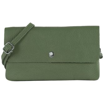 modamoda.de T257 - Echtleder Umh&auml;ngetasche Small made in Italy, Farbe:Olivgr&uuml;n