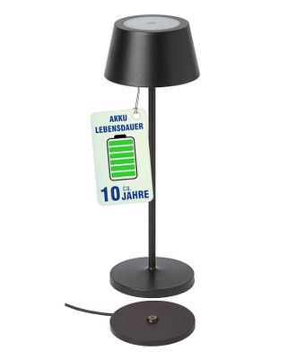 Maul Akku Tischleuchte MAULnina | Tischlampe kabellos mit langlebigem Akku | Tischlampe aufladbar bis zu 10h Beleuchtung | Lampe dimmbar f&uuml;r Schreibtisch, 