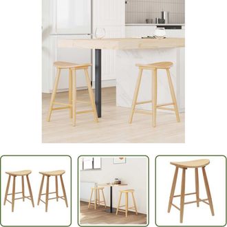 vidaXL Naturfarbe - Esszimmerst&uuml;hle 2 pcs Natur 46 x 37 x 63 cm Massives Gummiholz