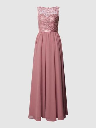 Luxuar Abendkleid mit floralem Stitching