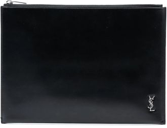 Saint Laurent Clutches - Leather Monogram Ipad Case - Gr. unisize - in Schwarz - f&uuml;r Damen