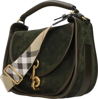 Burberry Mens Suede Top Handle Shoulder Bag Green Leather