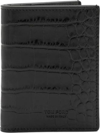 Tom Ford Homme, Accessoires, Noir, Taille: ONE Size Portefeuille en cuir gaufr&eacute; crocodile