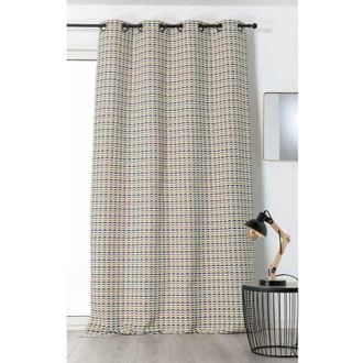 HOME MAISON Rideau ambiance vintage stylisée - 135x240cm - Blanc