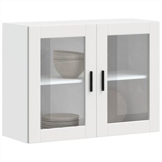 vidaXL Vidaxl - Armoire murale de cuisine avec porte en verre Porto blanc