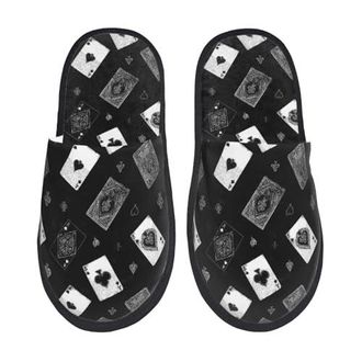 Generic Carte De Jeu Noire (4) Homme Femme Slippers Peluche Chaussons Confortable Chaussures De Maison Pour Maison Hiver Int&eacute;rieur M