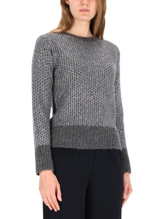 Herno Metallic Sequin Jersey Alpaca Sweater - Gray