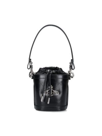 Vivienne Westwood Beuteltaschen - Structured Bucket Bag With Drawstring Closure - Gr. unisize - in Schwarz - f&uuml;r Damen